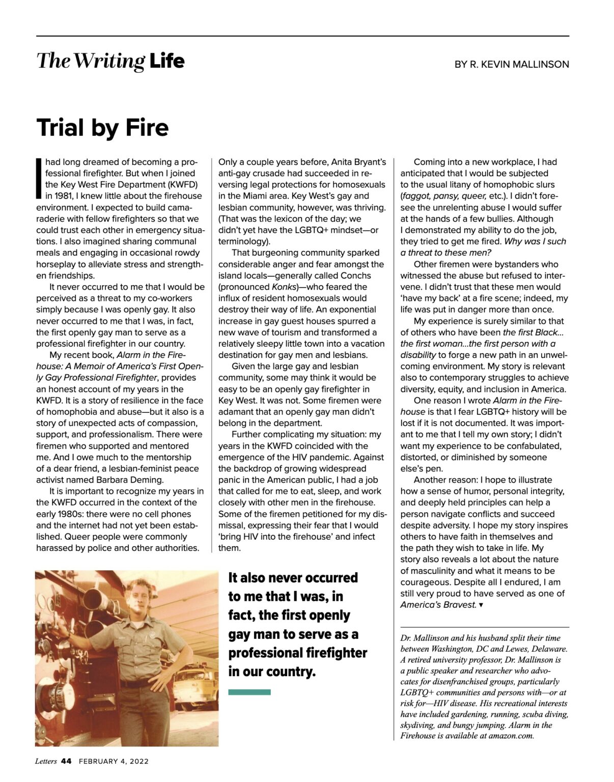 The Writing Life column in Letters from CAMP Rehoboth - Alarm in the ...