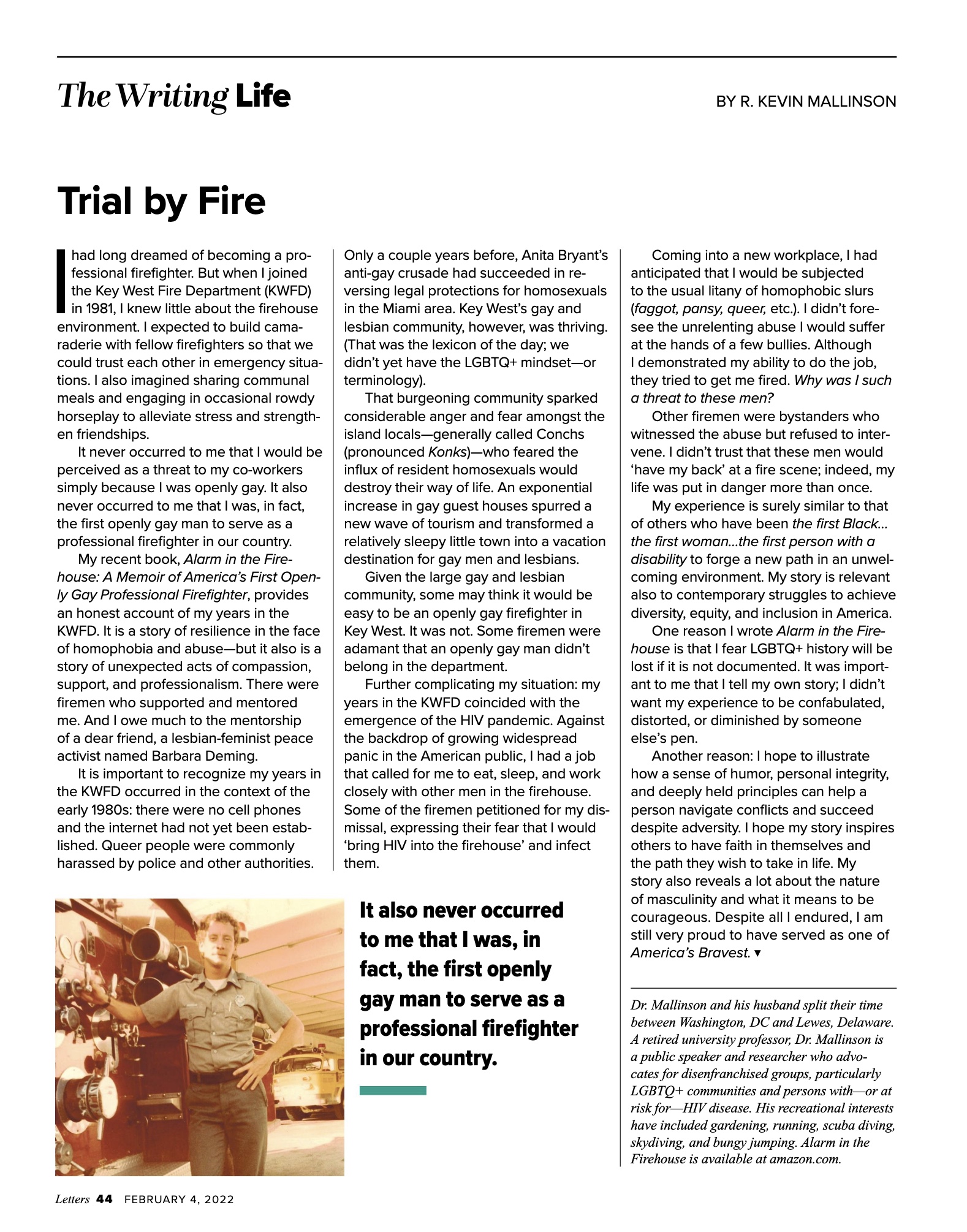 The Writing Life column in Letters from CAMP Rehoboth - Alarm in the ...